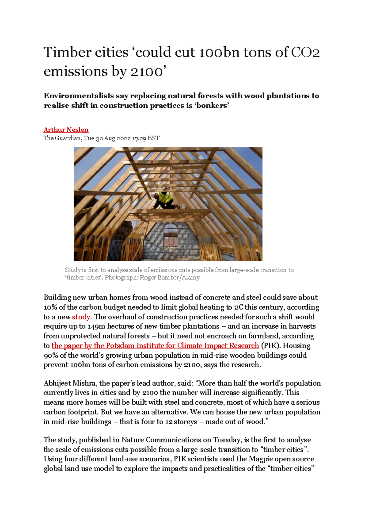 Leestekst 1 Timber cities 2 - Timber cities ‘could cut 100bn tons of CO ...