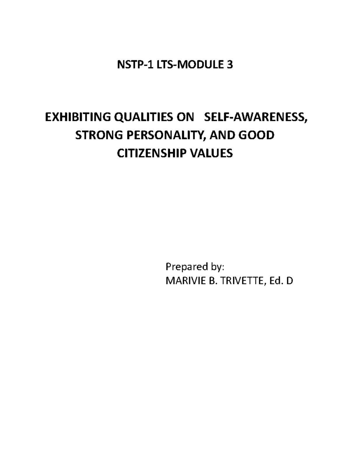 NSTP 1 Module 3 2 revised 2023 - NSTP-1 LTS-MODULE 3 EXHIBITING ...