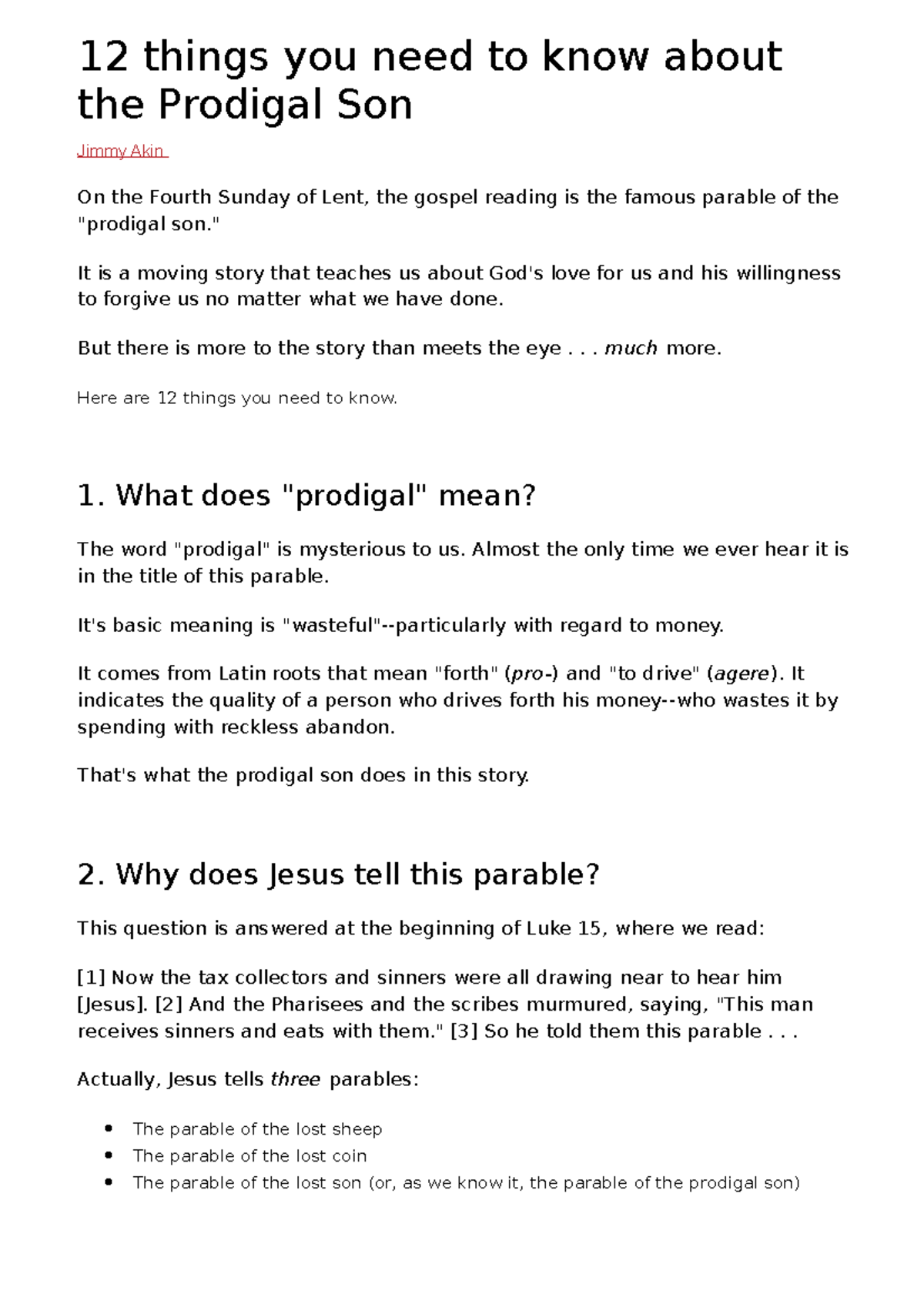 12 things you need to know about the Prodigal Son - Information ...
