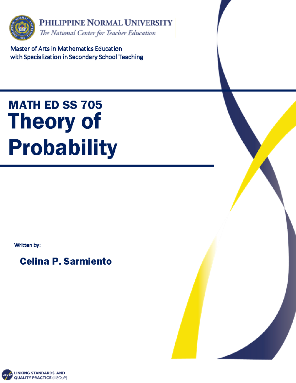 Rubrics for eportfolio - Theory of Probability Written by: Celina P ...