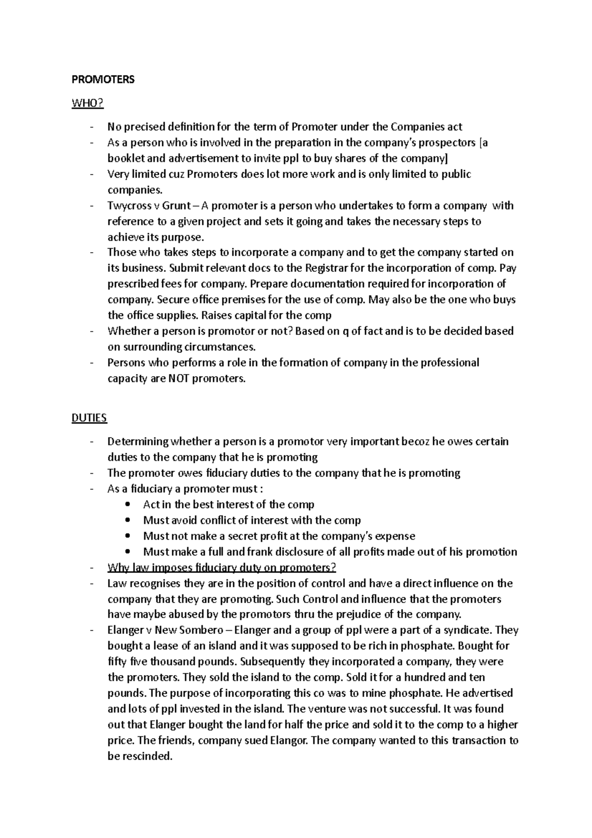 Company WEEK 6 Promoters - PROMOTERS WHO? No precised definition for ...