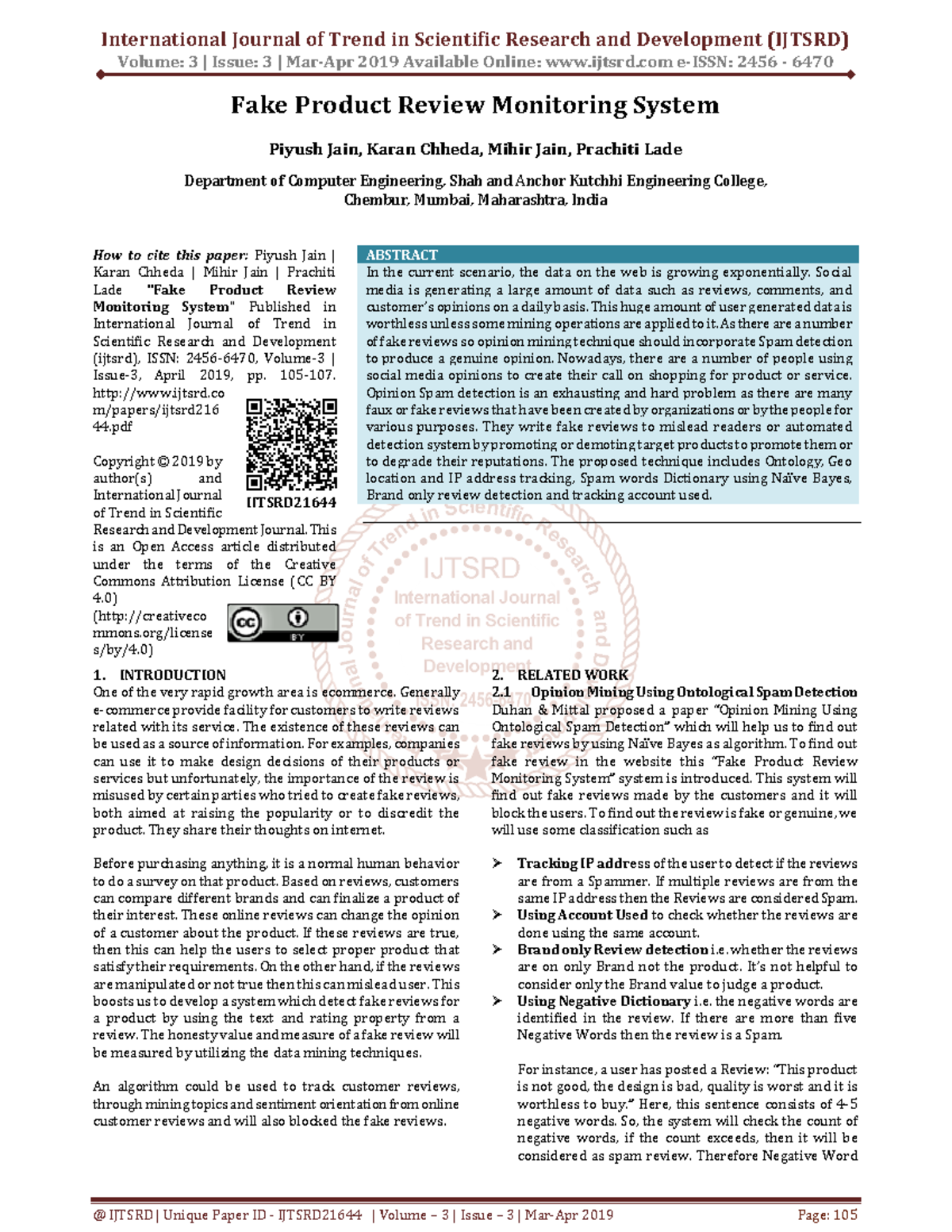 Fake Product Review Monitoring System - International Journal of Trend ...