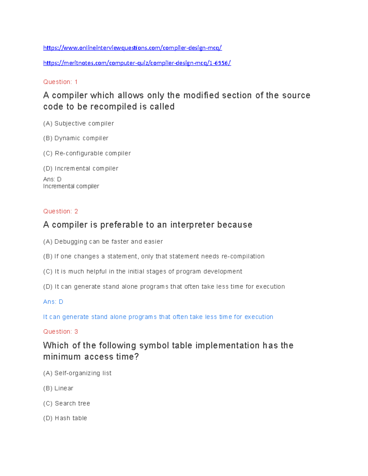 CD MCQ - contains MCQ for practise - onlineinterviewquestions/compiler ...