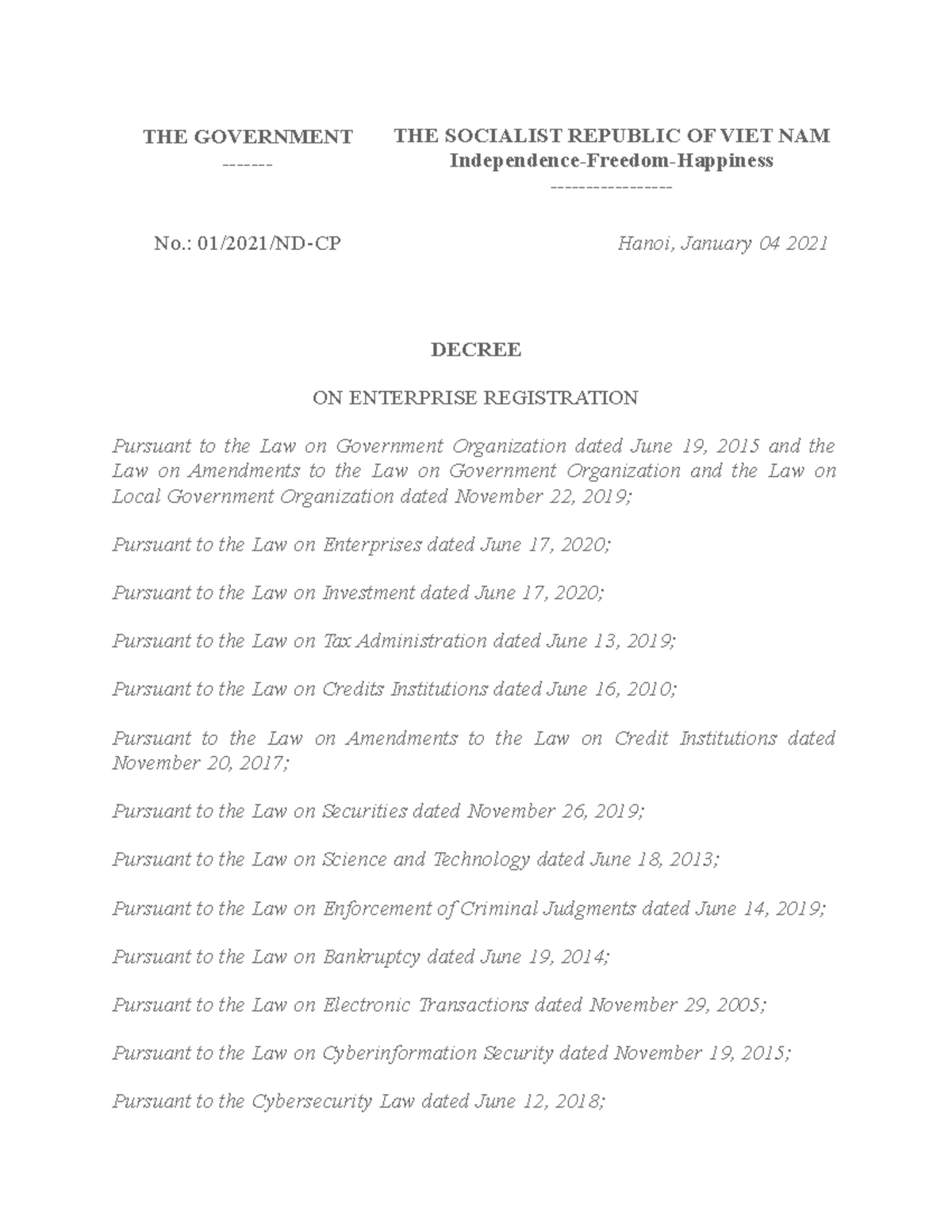 Decree 01.2021 - - Studocu