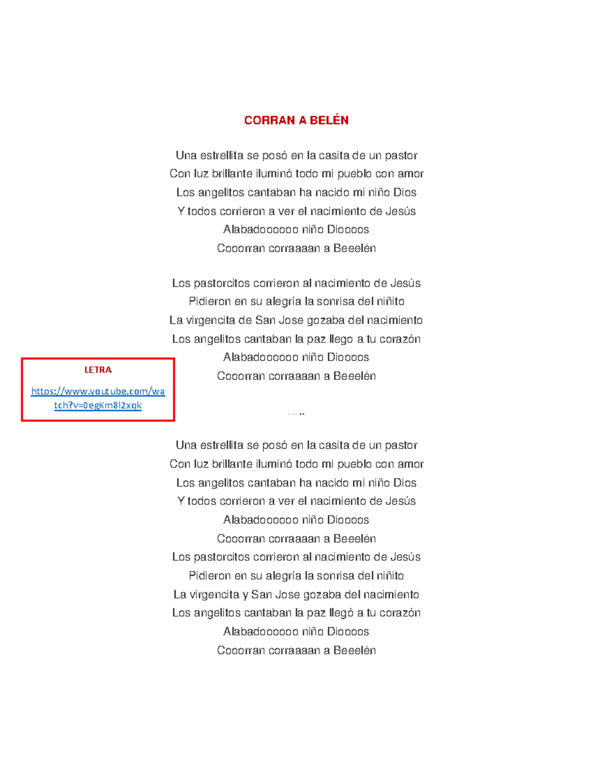 Corran A Belén - Villancico - CORRAN A BELÉN Una estrellita se posó en ...