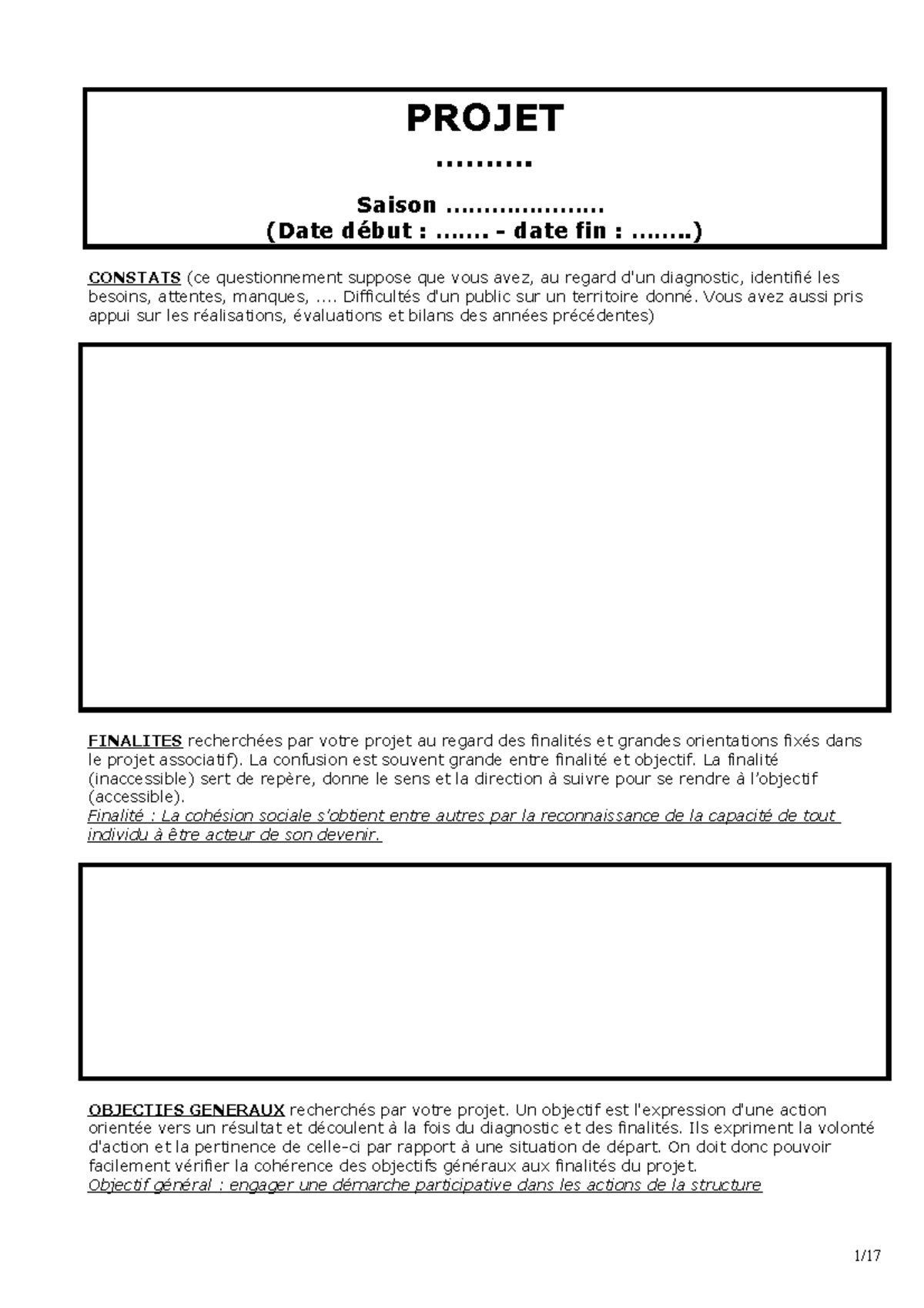 Trame projet type 2 - PROJET .......... Saison ...