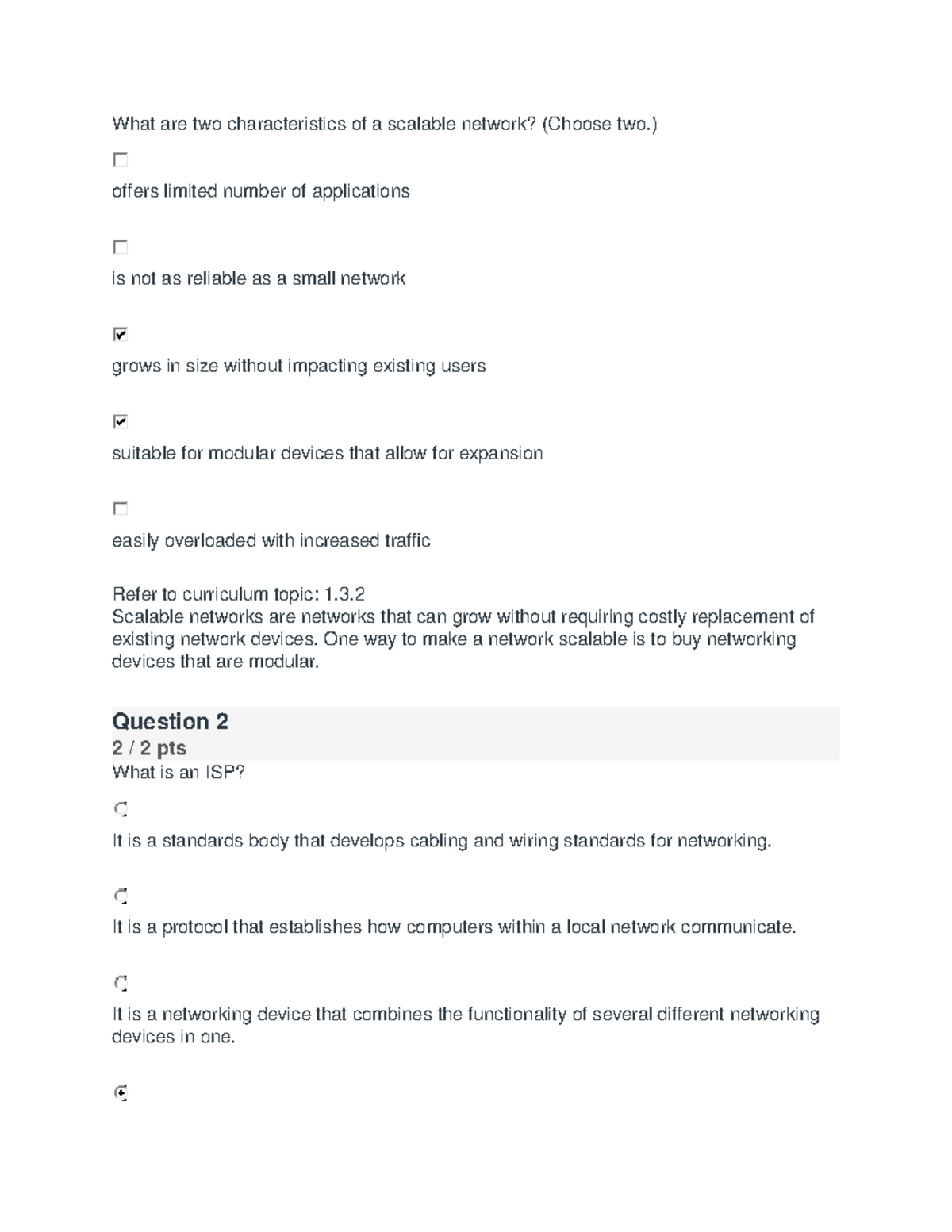 Networking 1 QUIZ 1 - This is quiz on chapter 1 in the cisco category ...