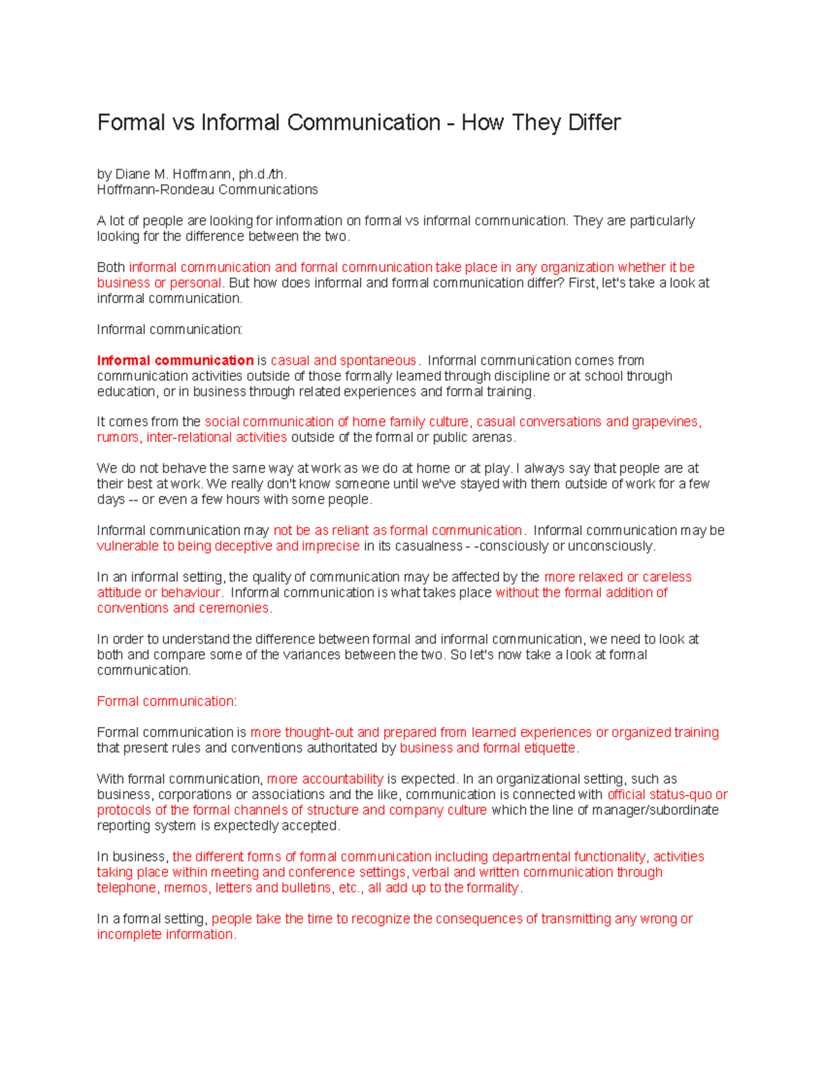 Formal vs Informal Communication With People - Formal vs Informal ...