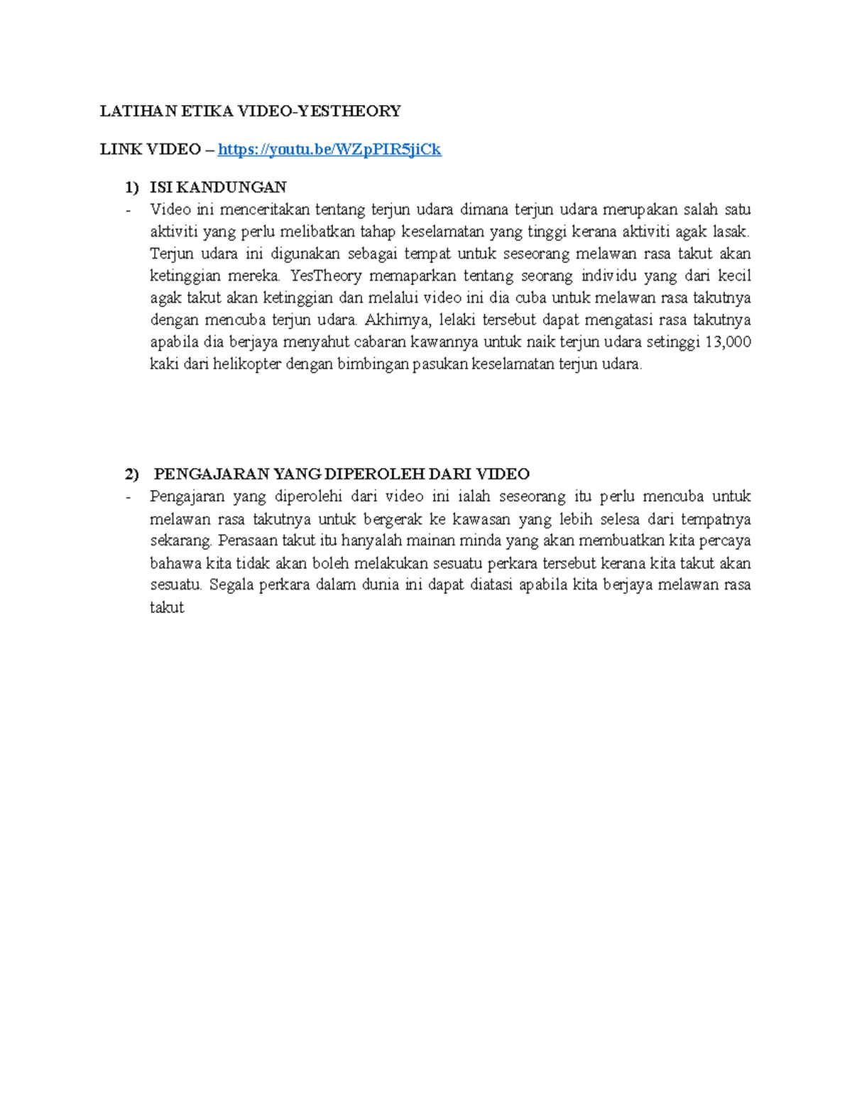 Latihan Etika - LATIHAN ETIKA VIDEO-YESTHEORY LINK VIDEO – youtu ...