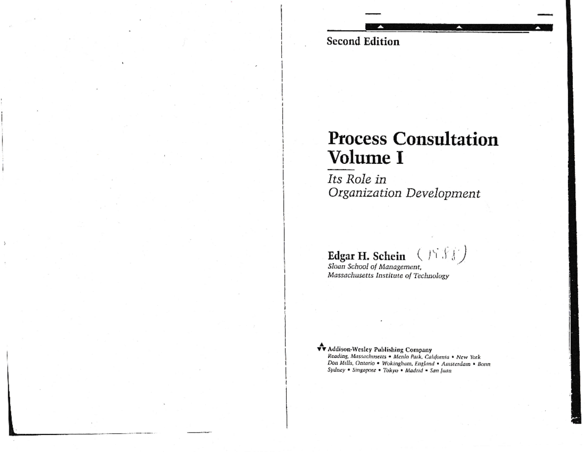 Schein(1988) Process Consultation - 12 Process Consultation - ,...'(l ...