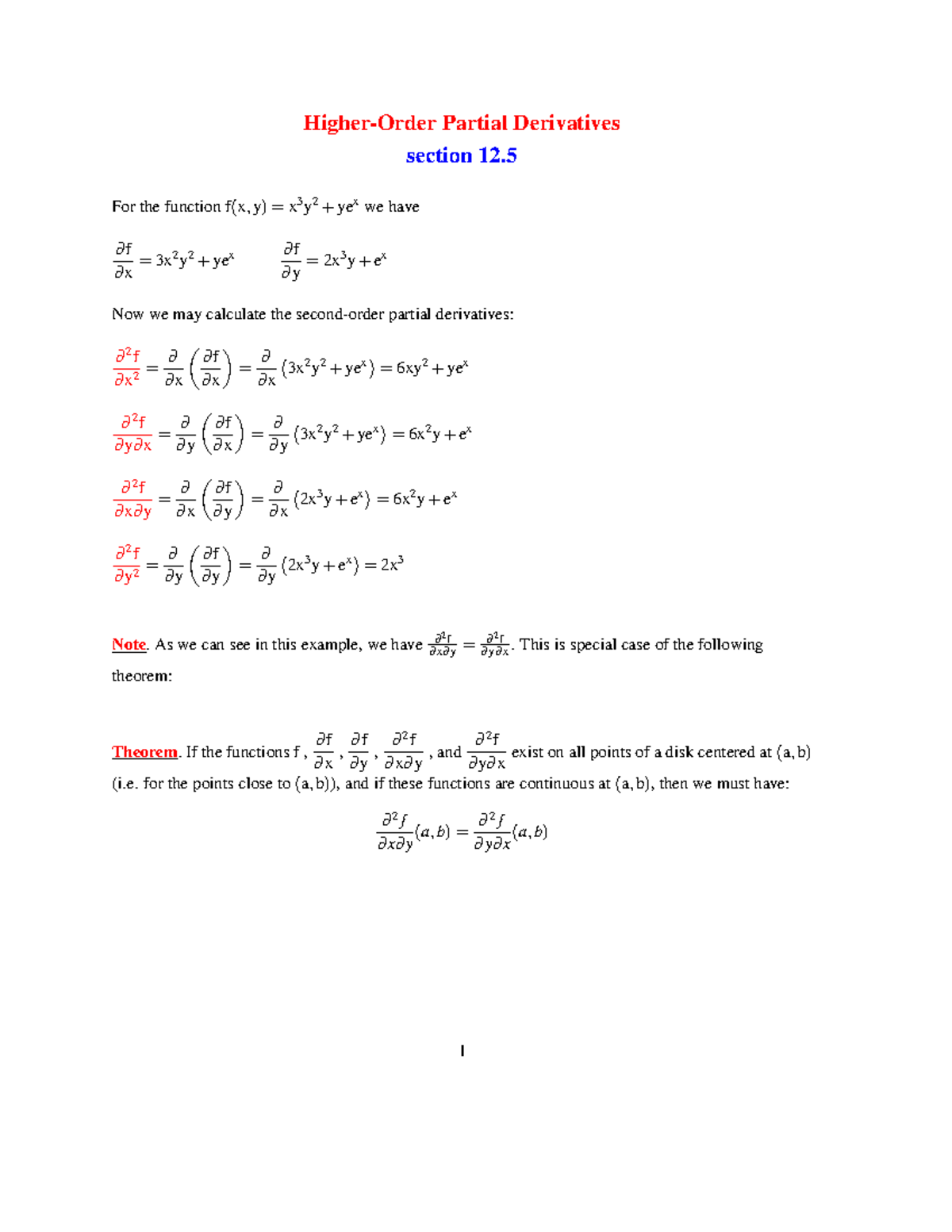 Higher-Order Partial Derivatives - Higher-Order Partial Derivatives ...