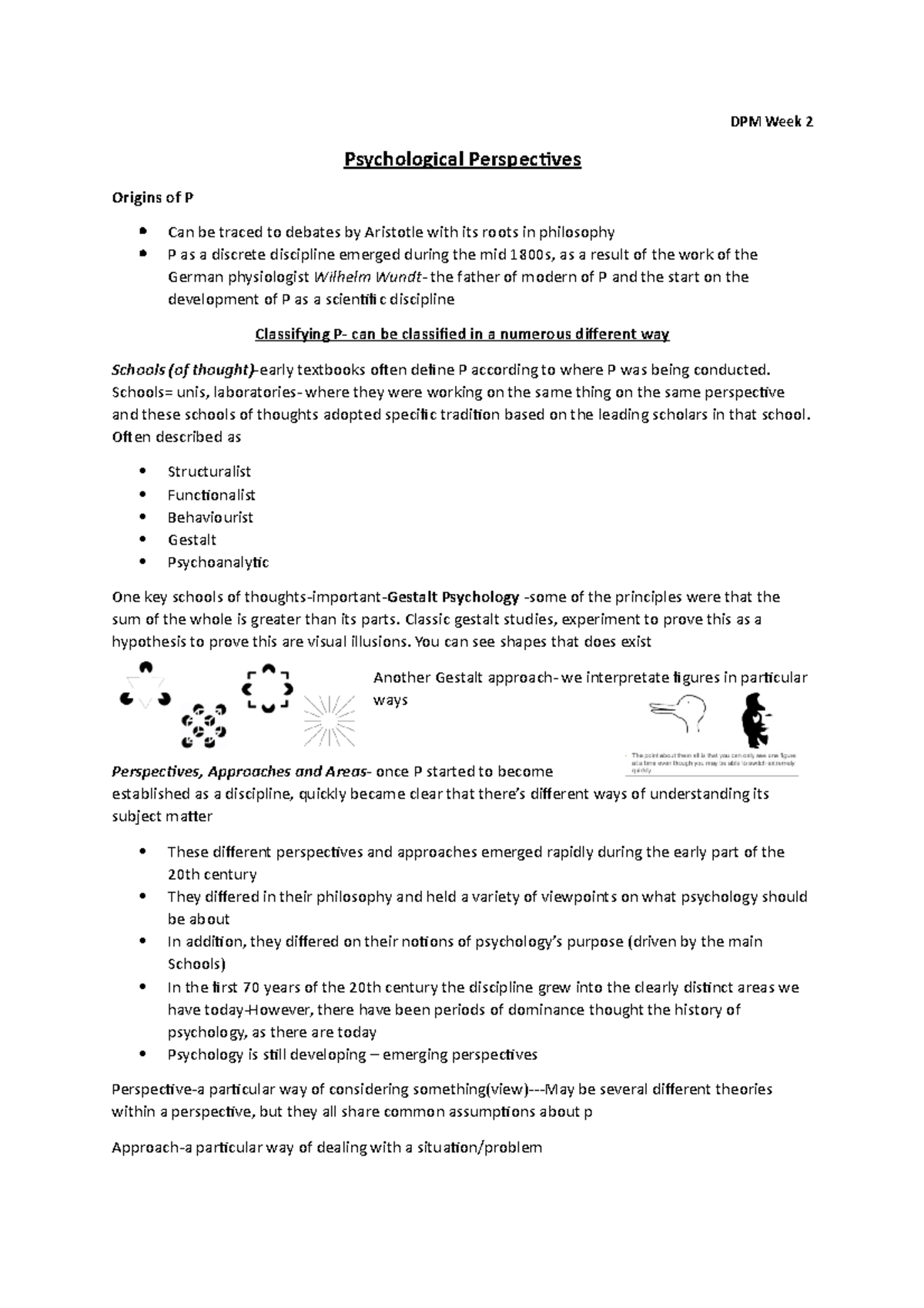 psychological perspectives - DPM Week 2 Psychological Perspectives ...