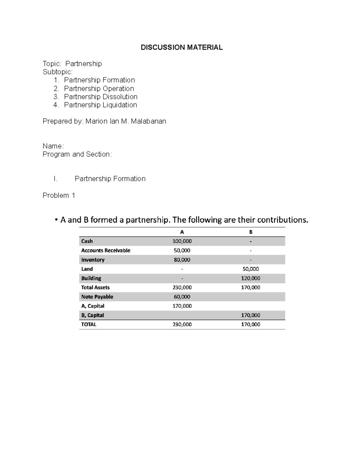 Partnership-Discussion-Material - DISCUSSION MATERIAL Topic ...