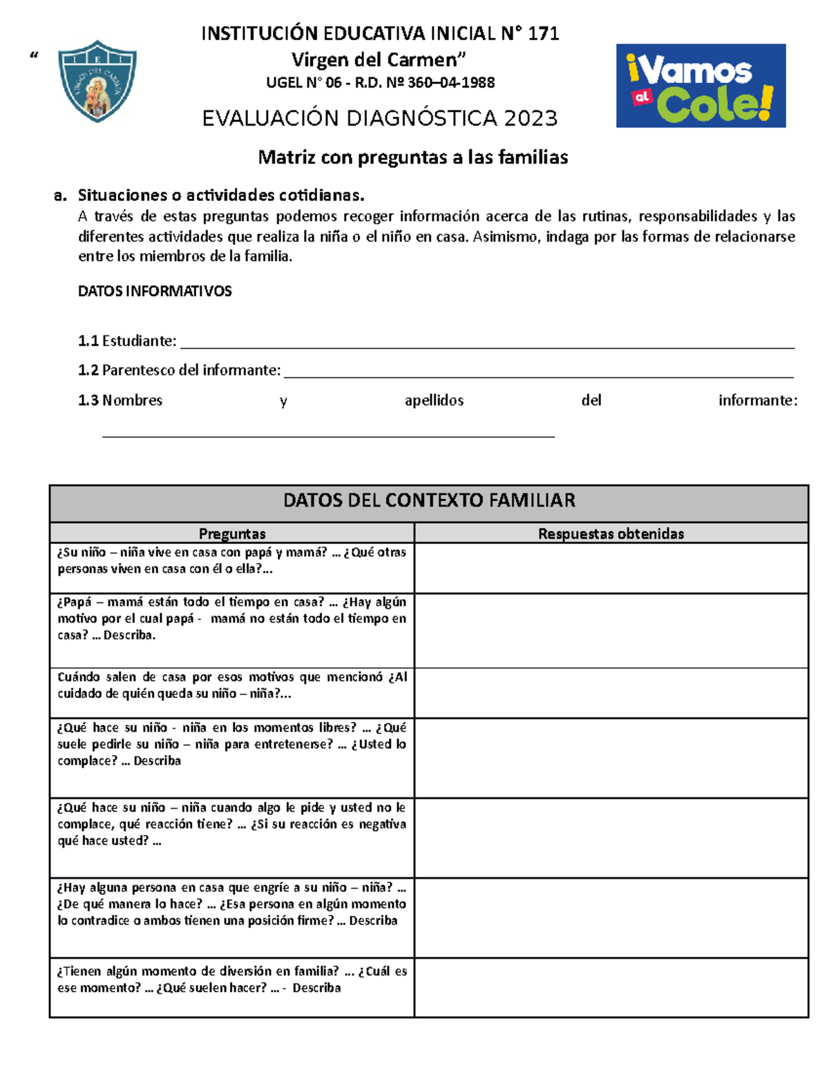 Enttrevistaa PPFF 2023 Evaluacion Diagnóstica - INSTITUCIÓN EDUCATIVA ...