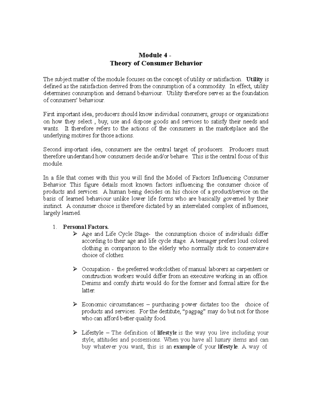 Mgrialecomod 4 - assignments - Module 4 - Theory of Consumer Behavior ...