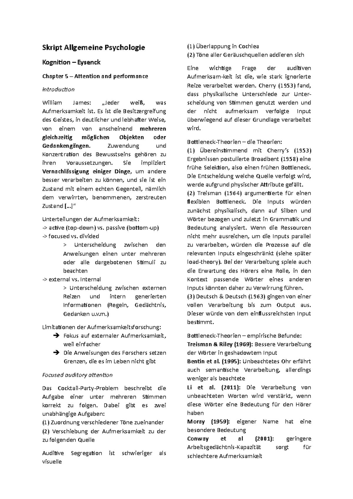 Skript Allgemeine Psychologie Yannick Final - Skript Allgemeine Psychologie Kognition – Eysenck ...