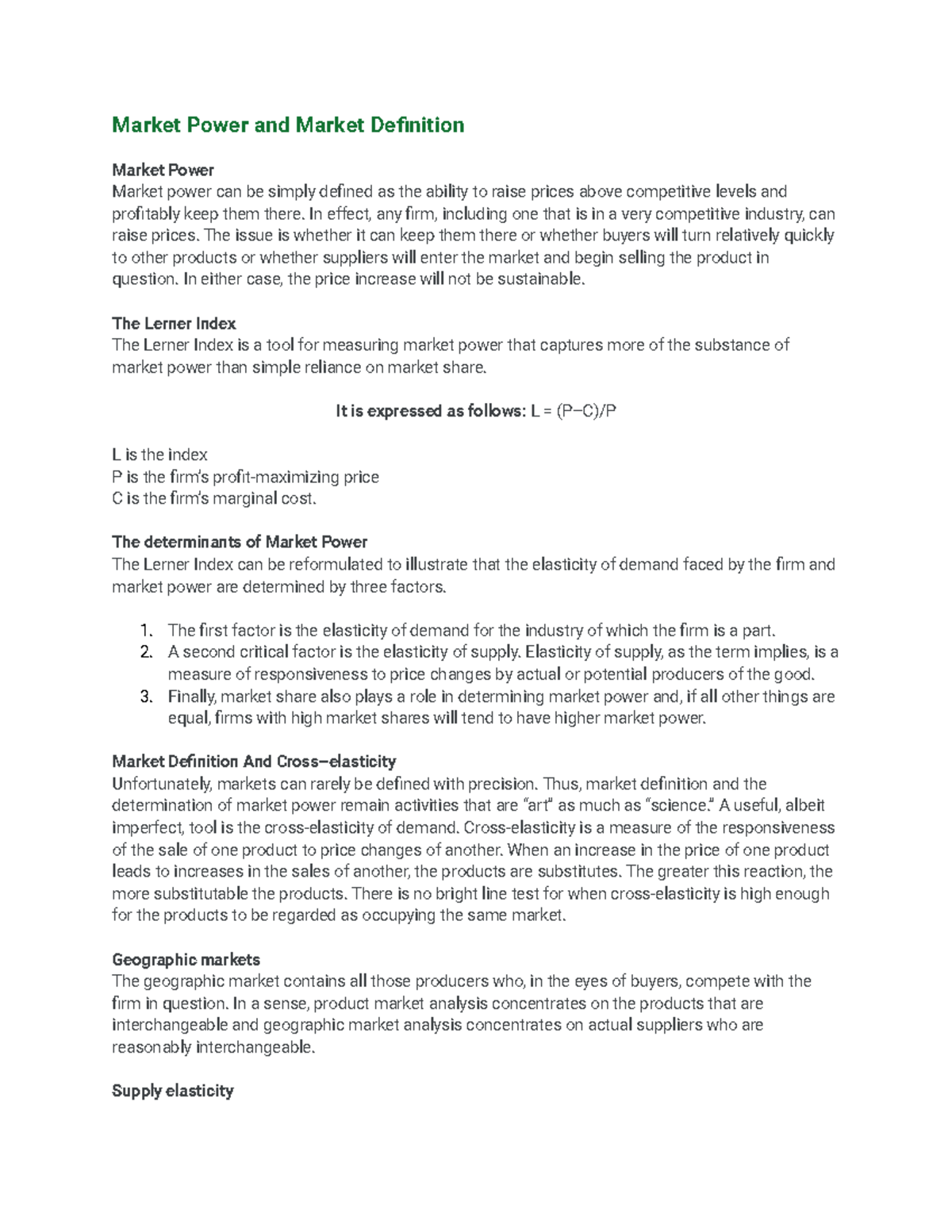Market Power and Market Definition - In effect, any firm, including one ...