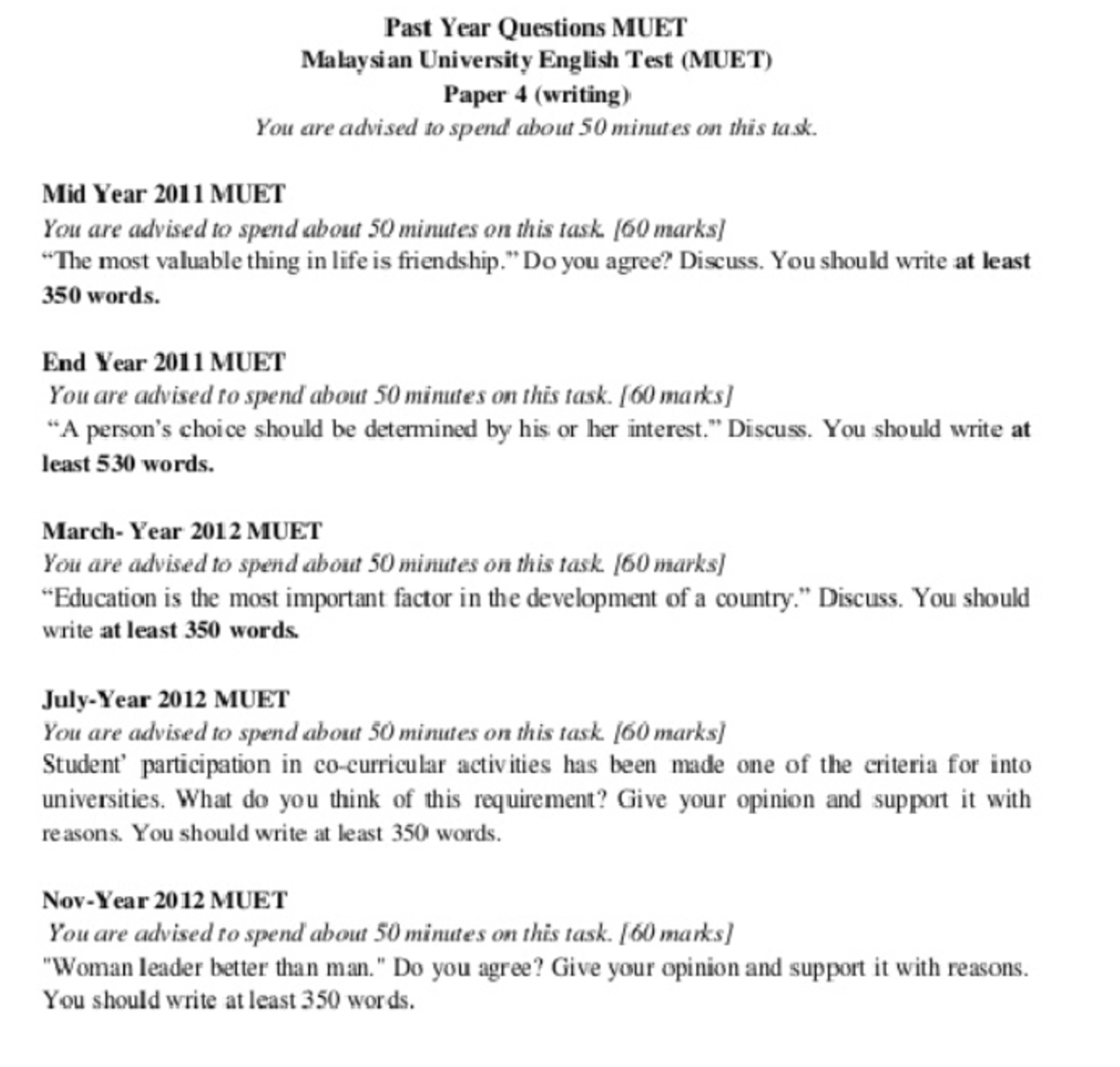 Writing Test Compilation English Writing Studocu