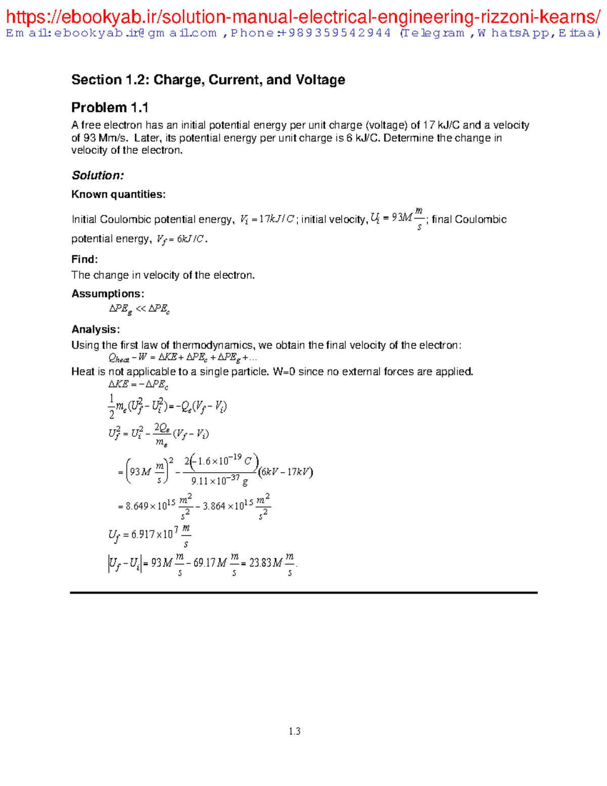 Sample for Solution Manual Principles and Applications of Electrical ...
