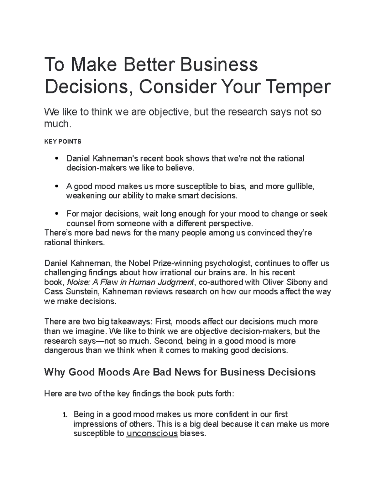 To Make Better Business Decisions - To Make Better Business Decisions ...