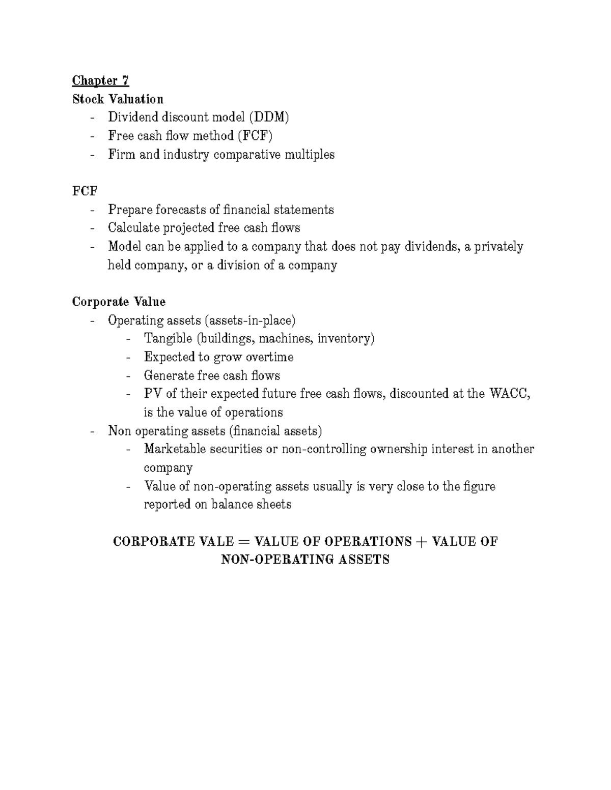 CH 7 - Raj Gupta CH7 notes - Chapter 7 Stock Valuation - Dividend ...