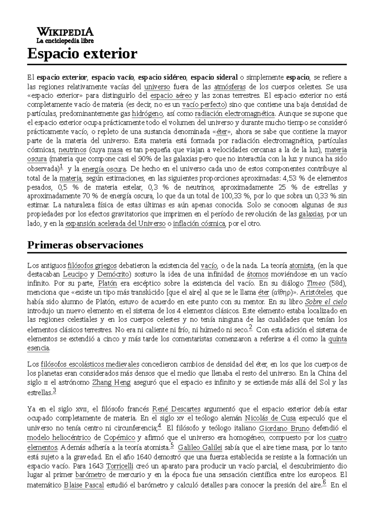 Espacio exterior - apuntes - Espacio exterior El espacio exterior ...