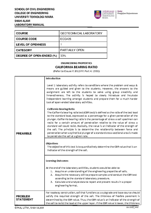 LAB CBR - ECG 428 - CBR TEST REPORT - GEOTECHNICAL ENGINEERING ECG OPEN ...