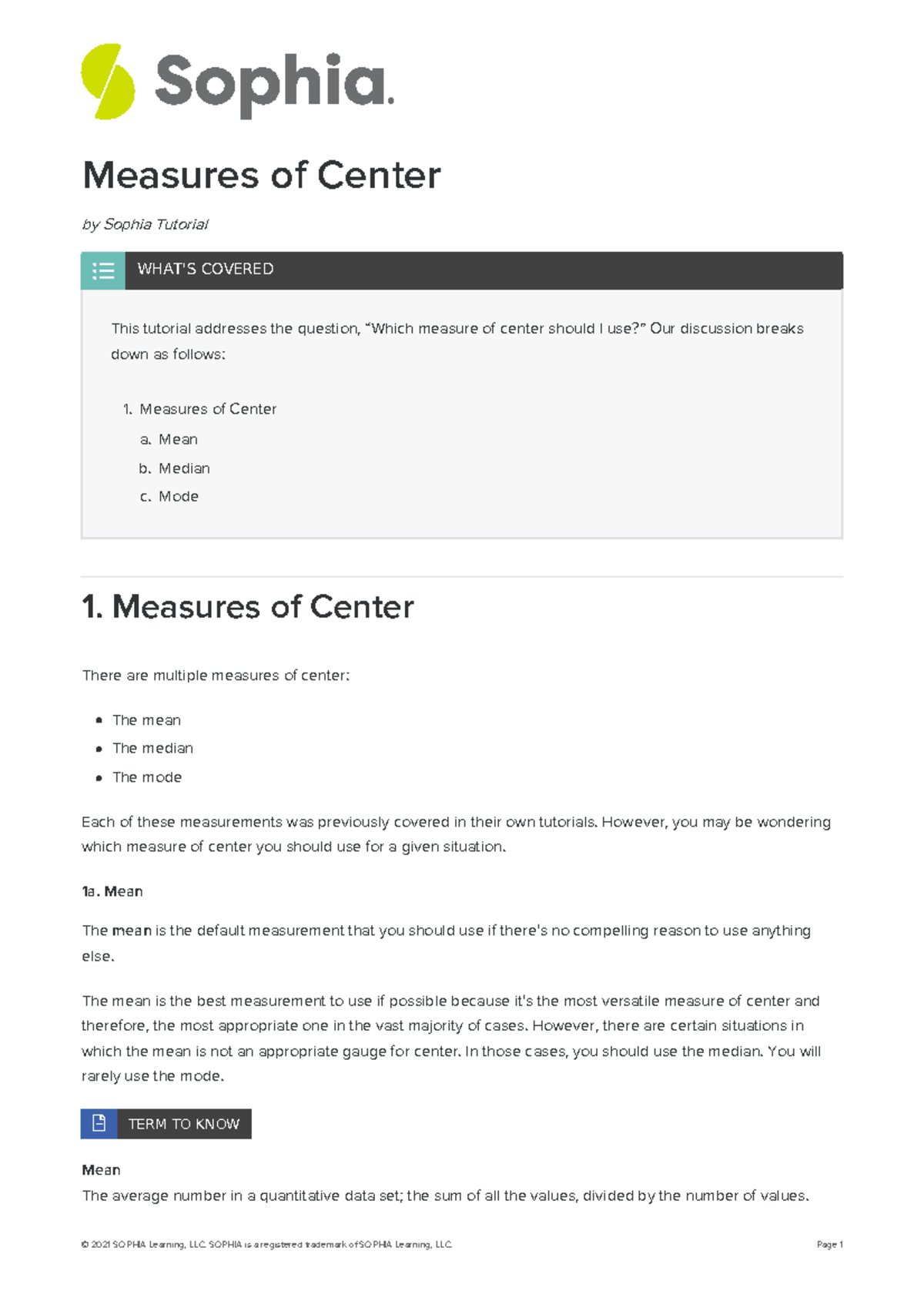 Measures of center essay - Measures of Center by Sophia Tutorial This ...