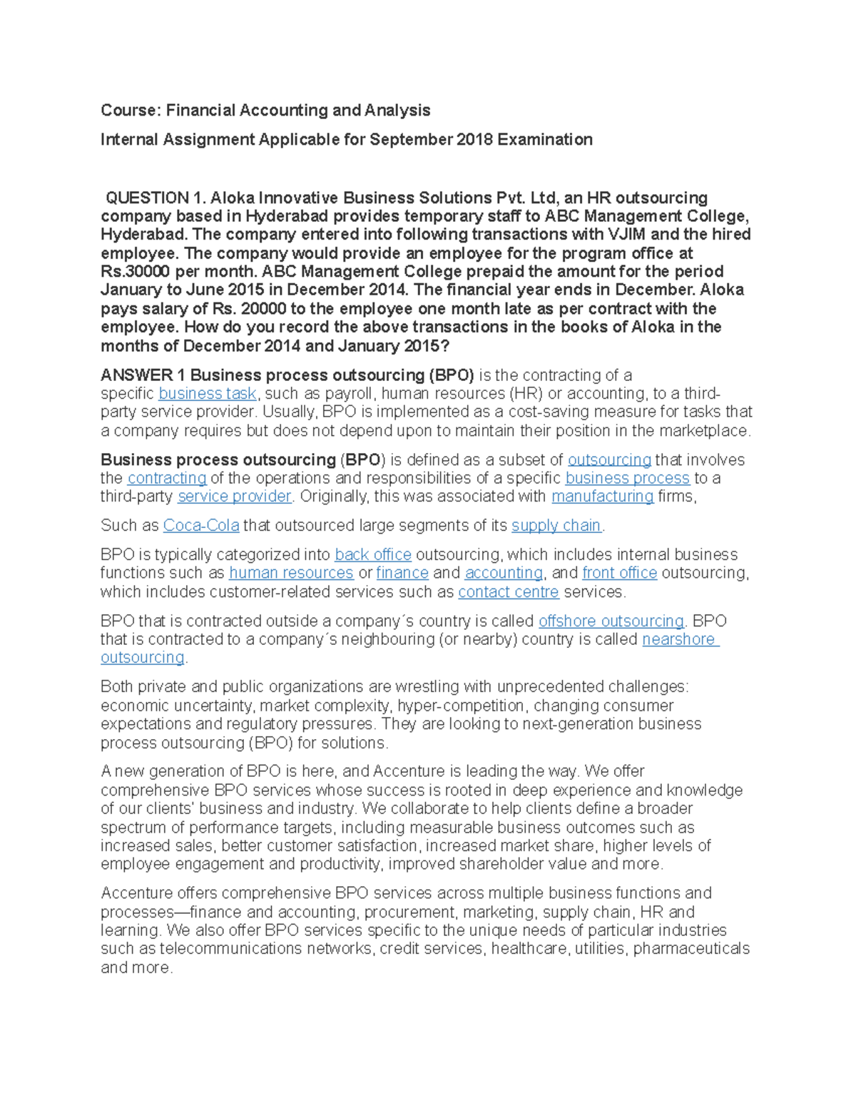 Financial Accounting and Analysis - Course: Financial Accounting and ...