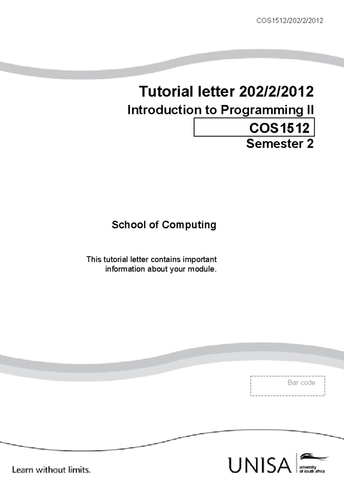 Cos1512 202 2012 2 b1 - COS1512/202/2/ School of Computing This ...