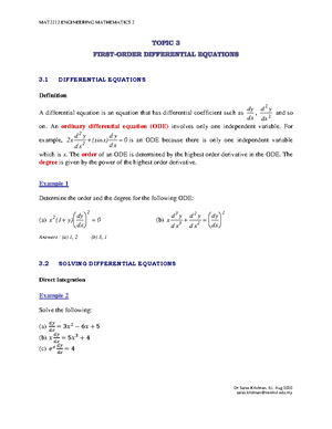 Partial Differentiation 2 - MAT2212 ENGINEERING MATHEMATICS 2 Dr Saras ...