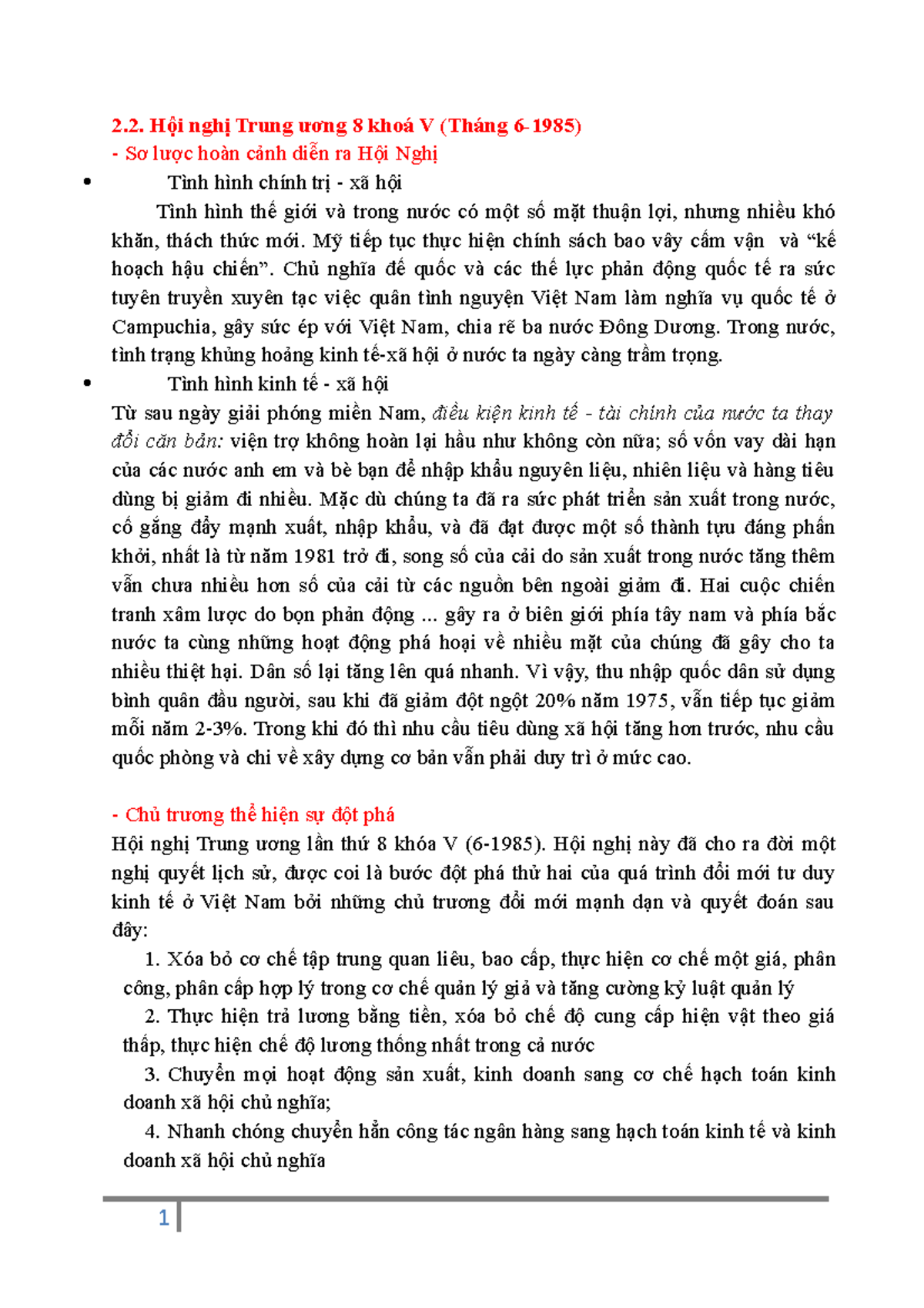Hội nghị TW 8 khóa V - Hội nghị TW 8 khóa V - Hội nghị Trung ương 8 khoá V (Tháng 6-1985) Sơ ...