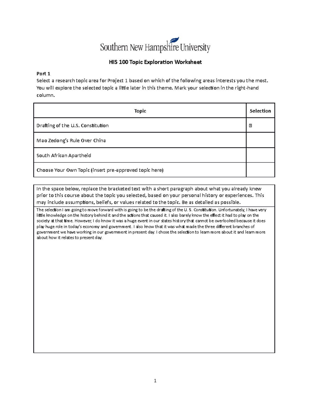 Redo assignment of module 2-3 worksheet - HIS 100 Topic Exploration ...