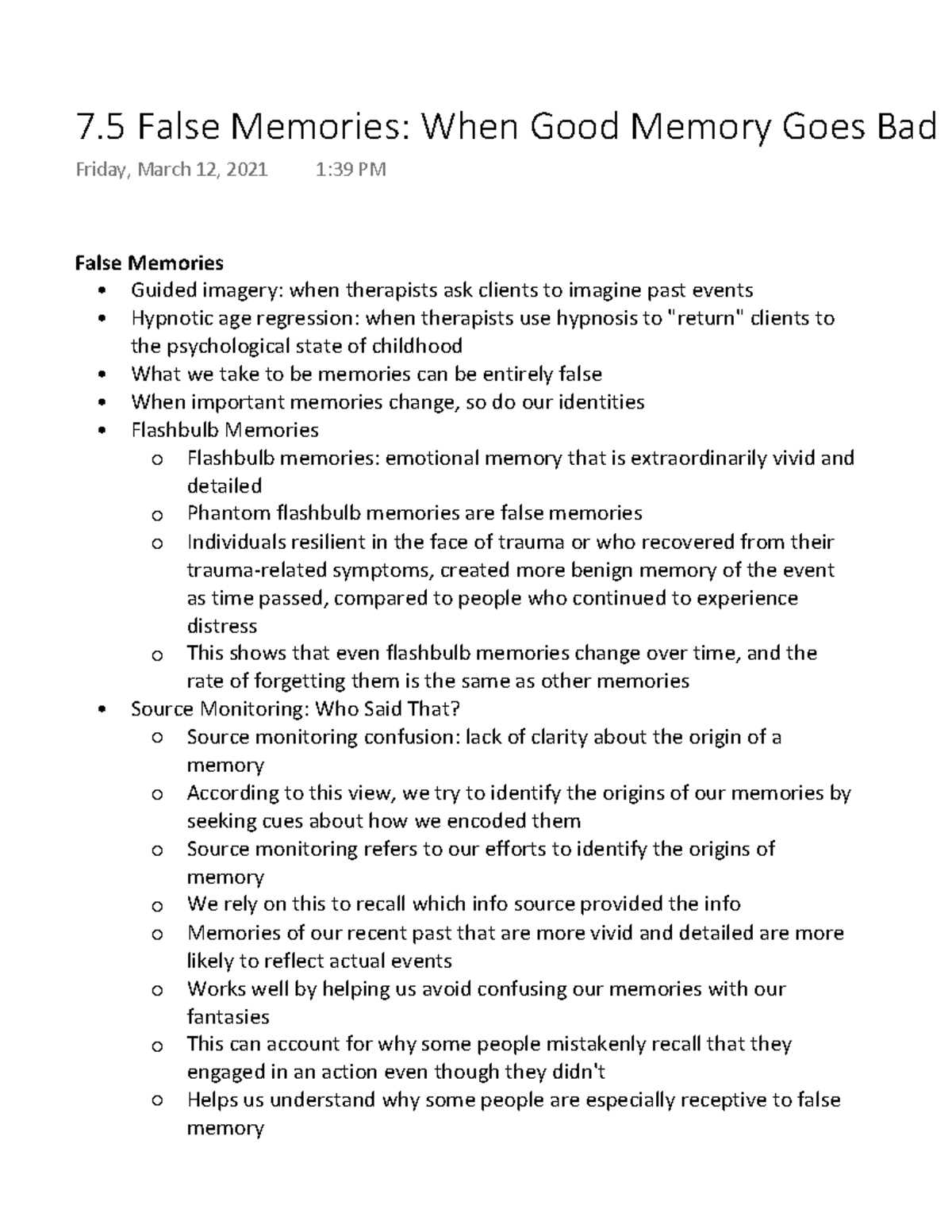 7.5 False Memories When Good Memory Goes Bad - False Memories - Guided ...