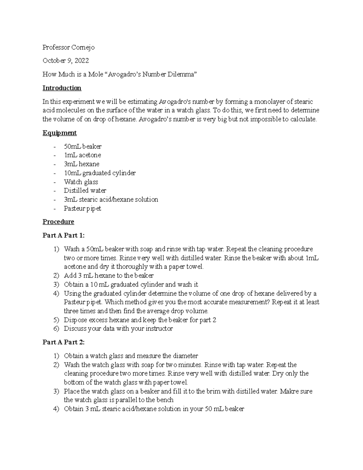 Lab 7 Chem 106 Hunter College Lab Report 7 Professor Cornejo October 9 2022 How Much Is A 