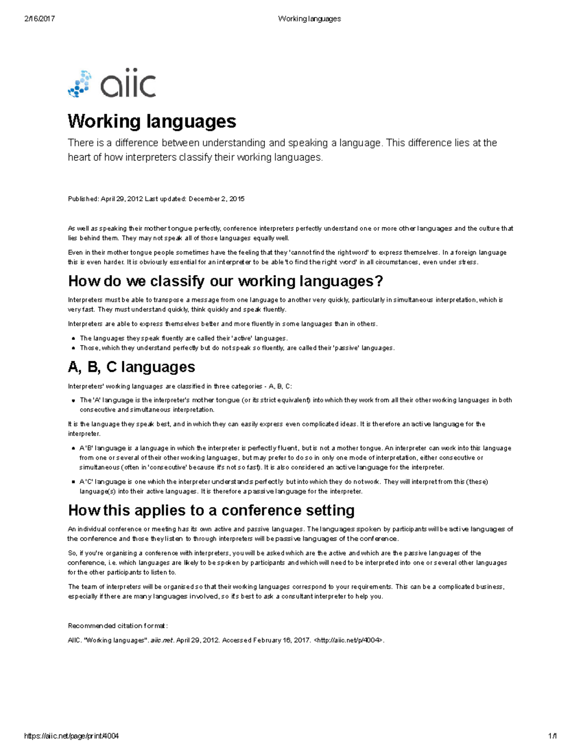 1-1- AIIC- Working languages - 2/16/2017 Working languages aiic/page ...