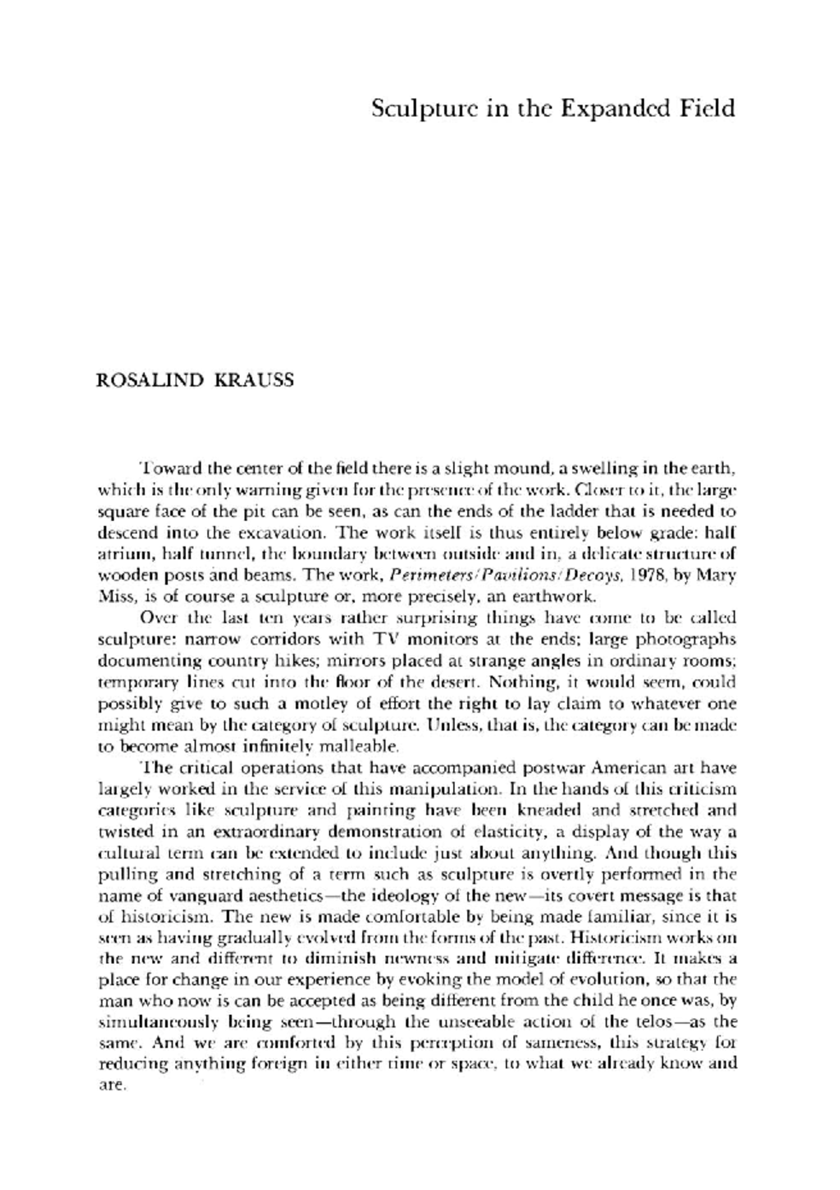 Krauss Rosalind 1979 Sculpture in the Expanded Field - Sculpture in the ...