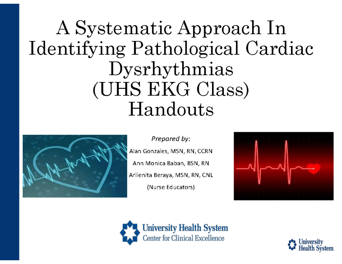 EKG Handout 2019 final - A Systematic Approach In Identifying ...