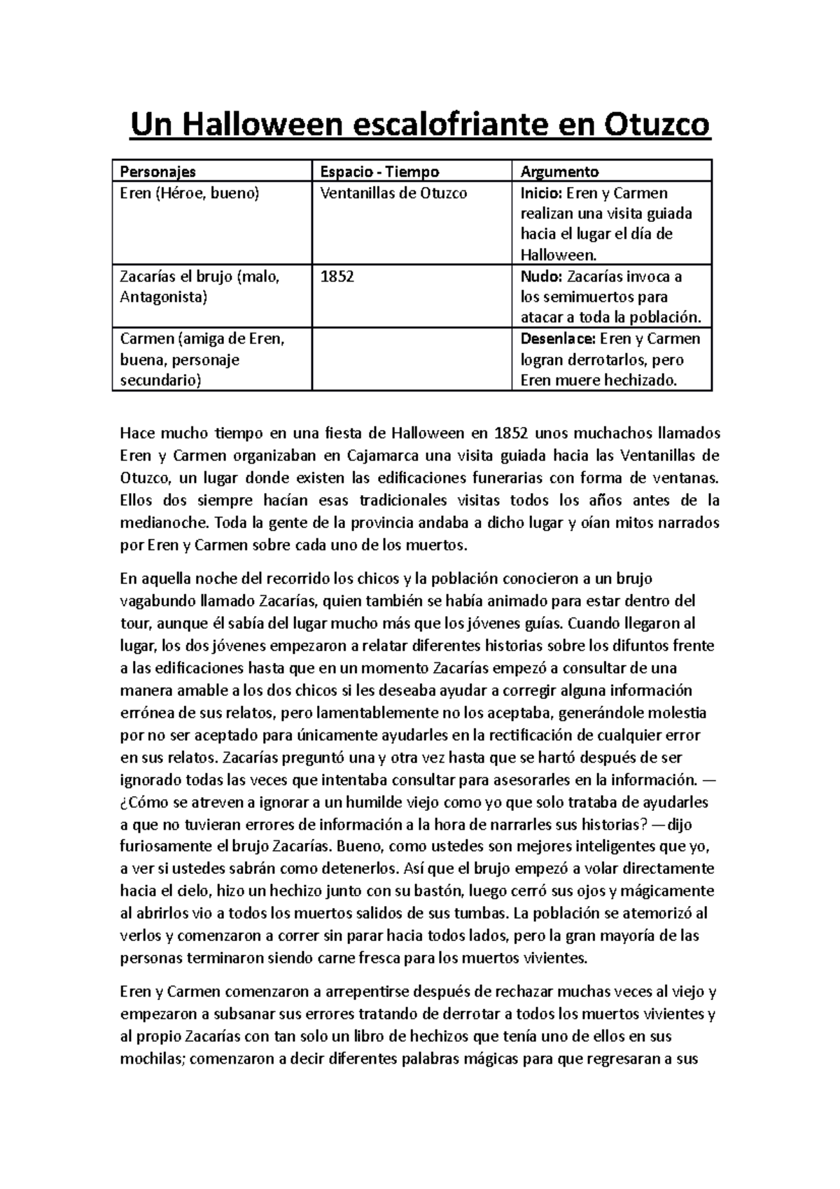 Actividad 5 Mi Primer Cuento - Un Halloween escalofriante en Otuzco ...