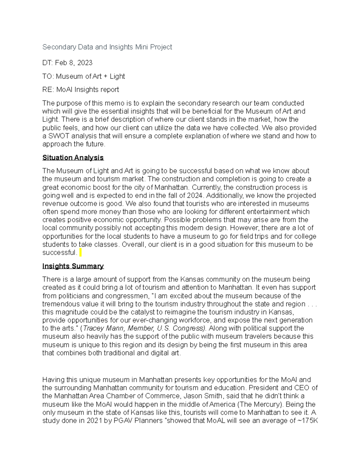 Mo AL Secondary Data Mini Project - Secondary Data and Insights Mini ...