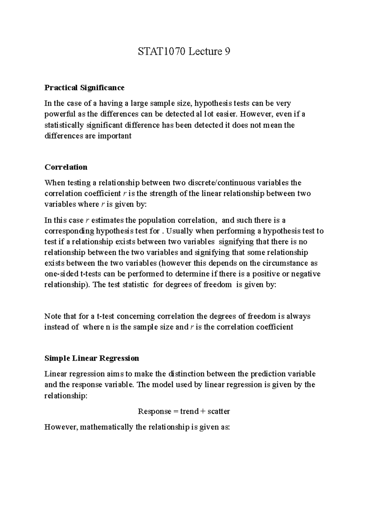 Stat1070 Lecture 9 Lecture Notes Stat1070 Lecture 9 Practical Significance In The Case Of A 3099