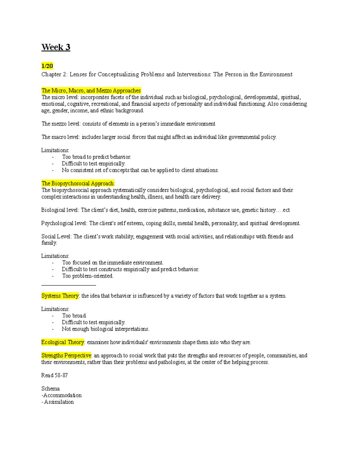 SOW4104 HBSE (Notes) - Week 3 1/ Chapter 2: Lenses for Conceptualizing ...