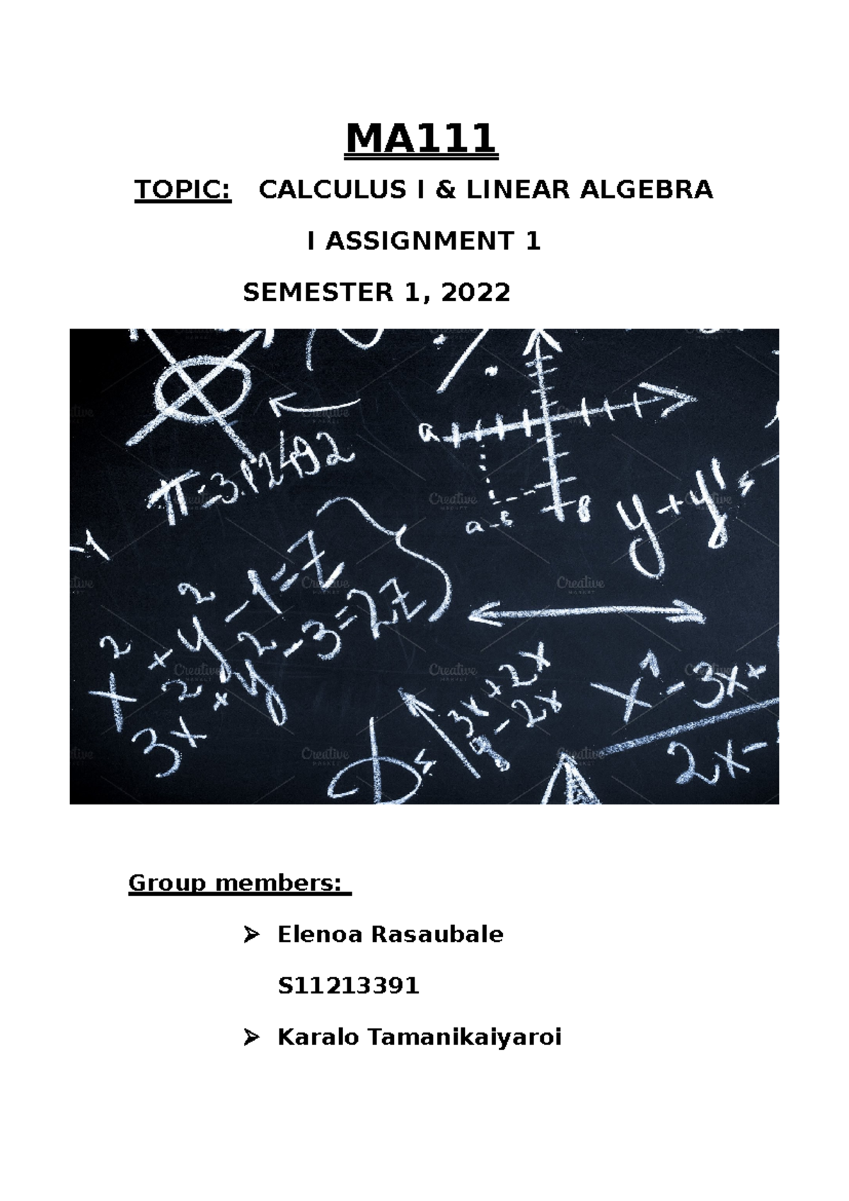 MA111 assignment 1 - Mathematics for Science Students - MA TOPIC ...