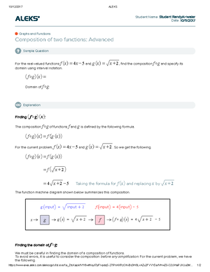 Graphing a parabola of the form y = (x-h)2 + k - 9/17/2017 ALEKS - Studocu