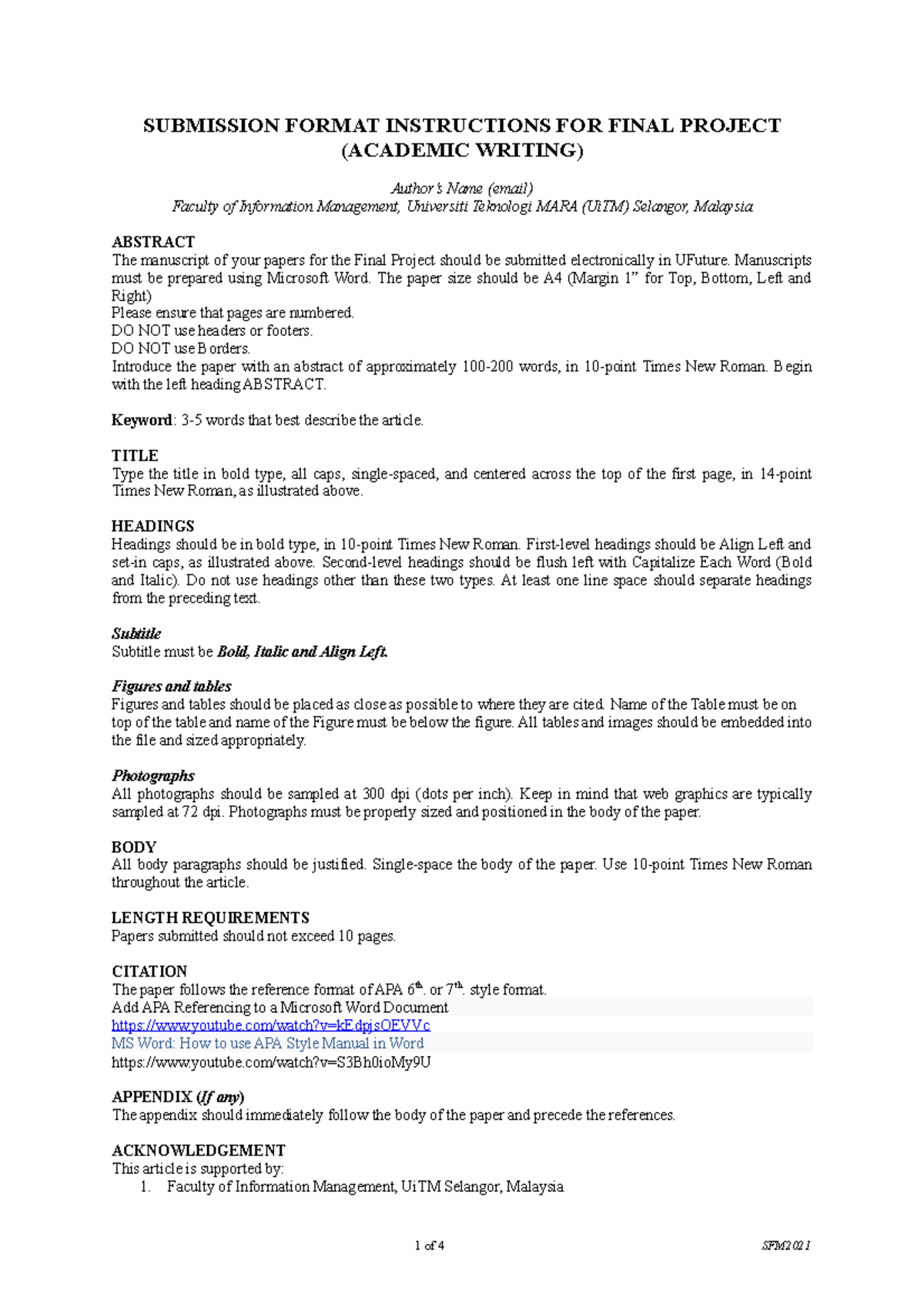 2021 Assignment Final Project Option 1 - Guidelines for Academic ...