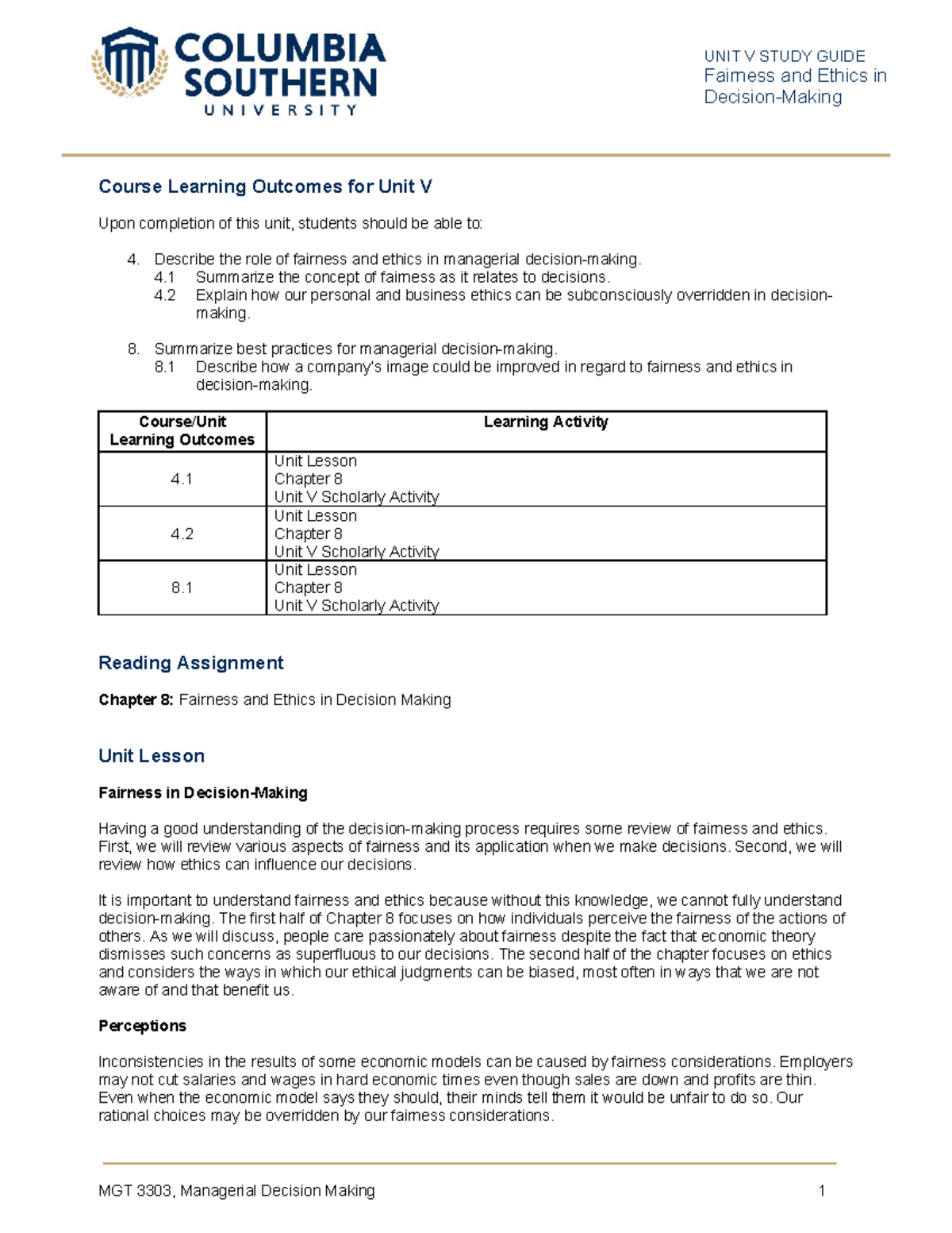 Unit V - Study Guide - Course Learning Outcomes for Unit V Upon ...