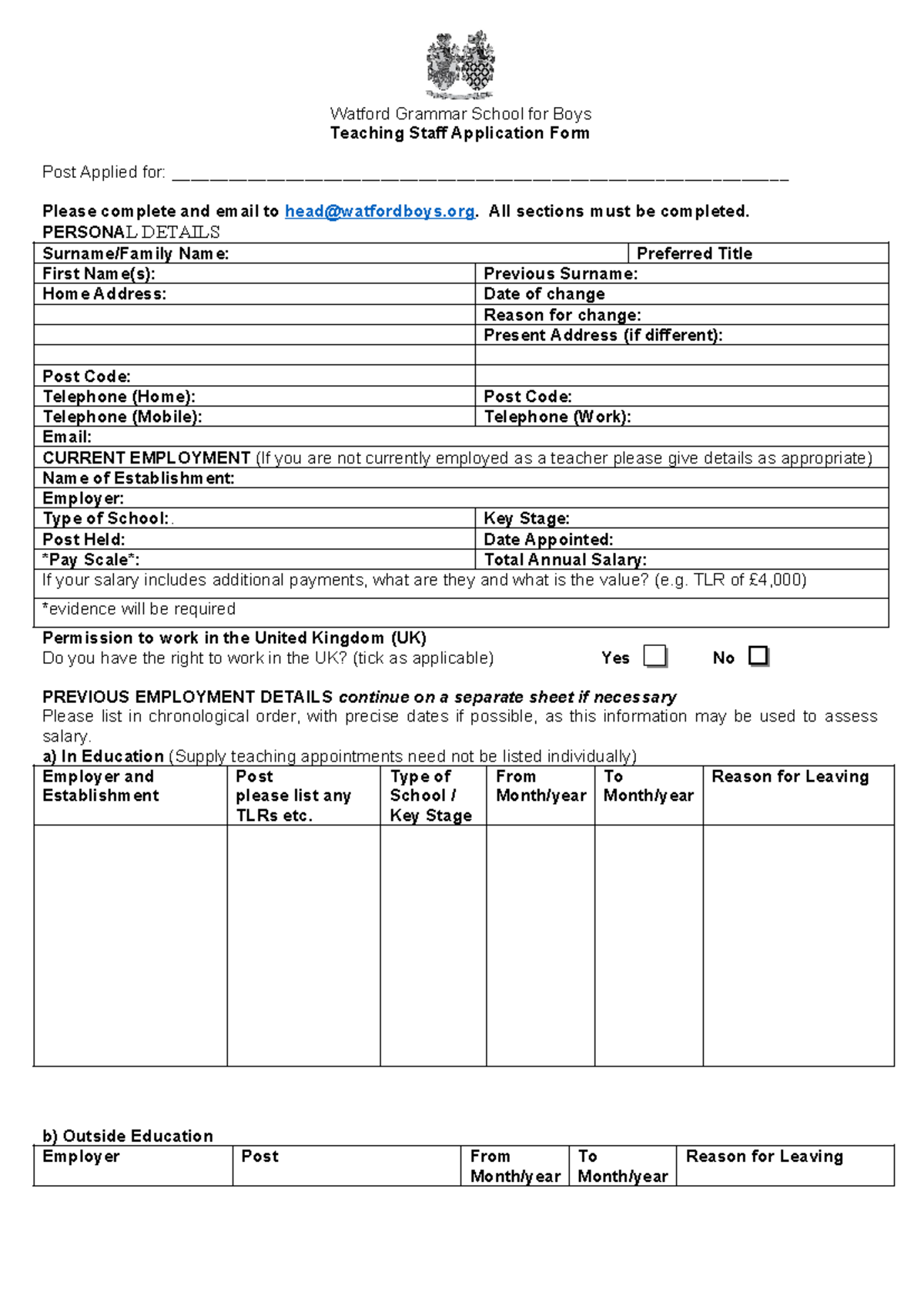 Teaching Staff application oct22 2 - Watford Grammar School for Boys ...