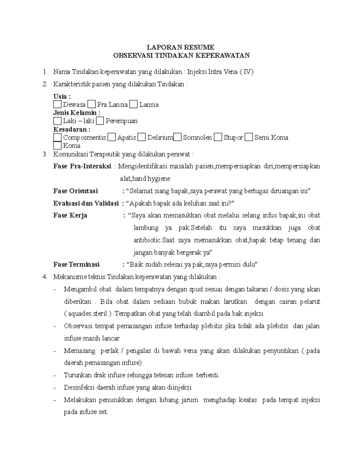 LR inj IV (Tn...Lansia ,Comp) - LAPORAN RESUME OBSERVASI TINDAKAN ...
