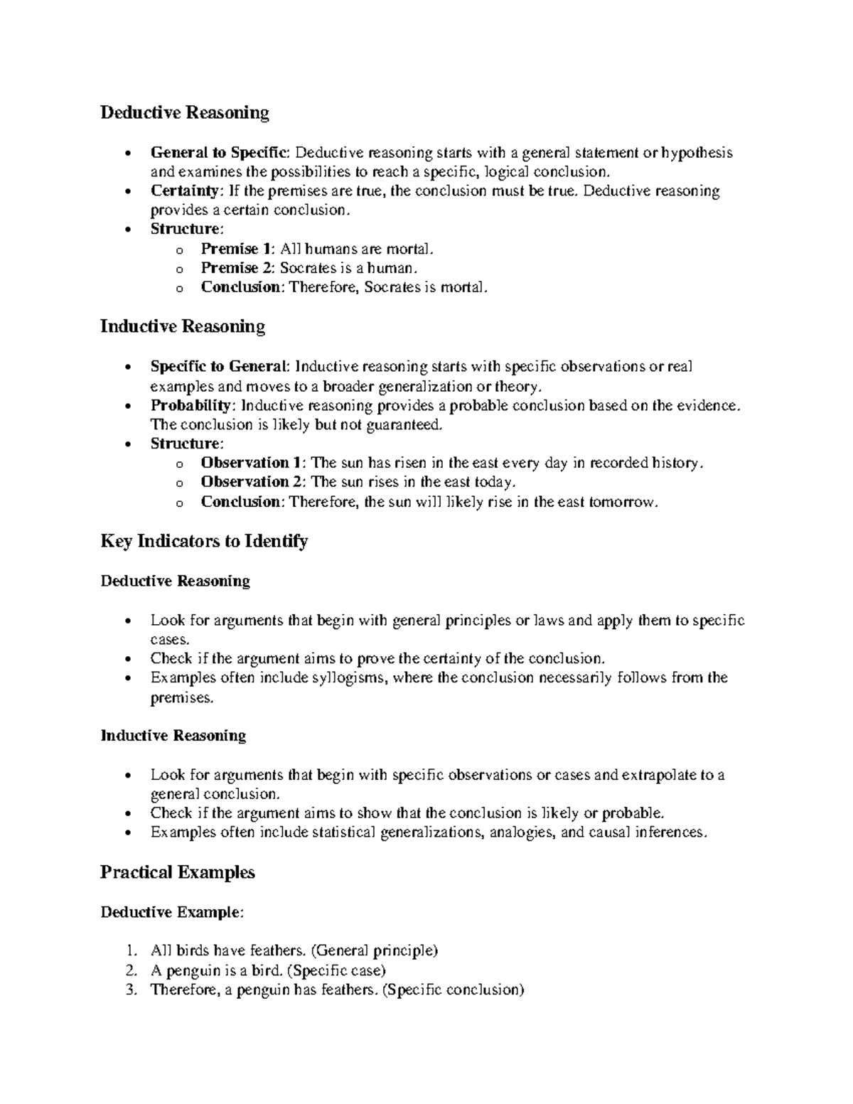 Math Reasoning - Deductive Reasoning General to Specific: Deductive ...