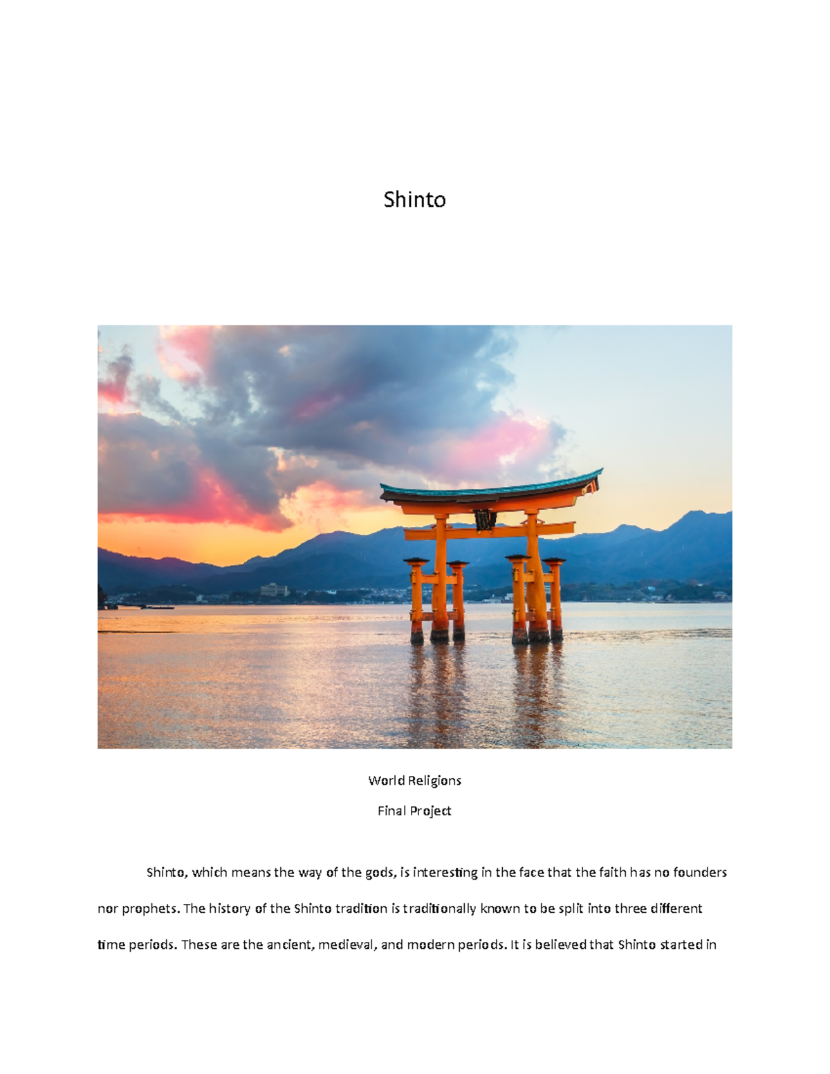 Shinto Final Project - Shinto World Religions Final Project Shinto ...